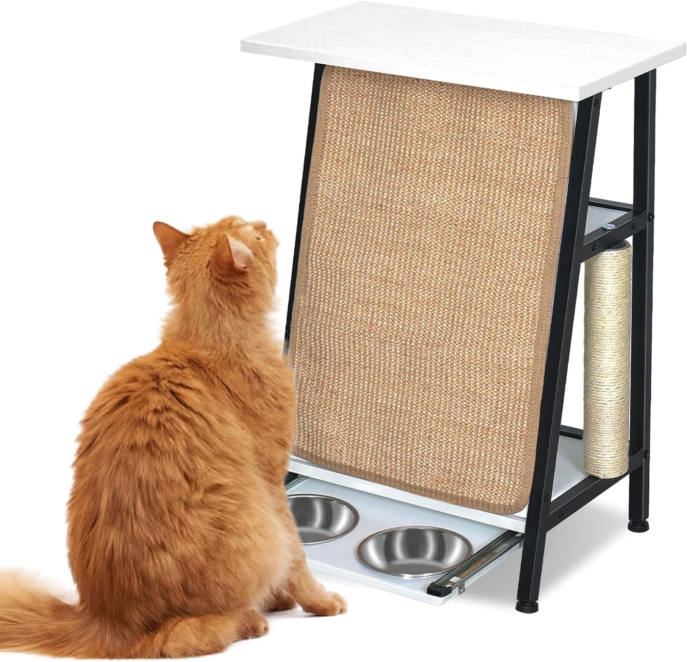 Multi-Functional Cat Furniture: Sofa End Table with Cat Bowl Feeding ...
