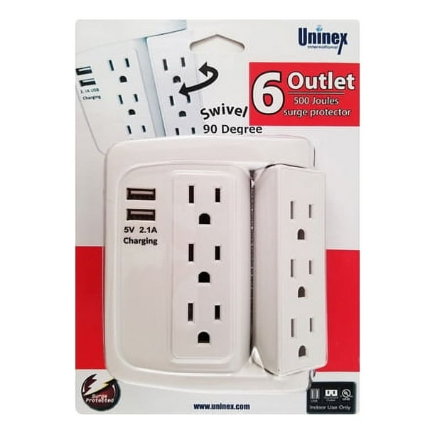 Multi-Functional Charging Station Wall Tap 6-Outlet Swivel Surge ...