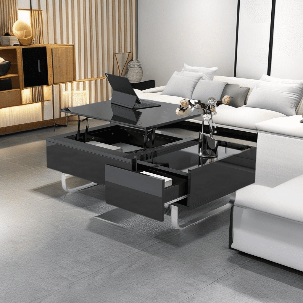 Multi-Functional Coffee Table with Lifted Tabletop and Metal Frame Legs ...