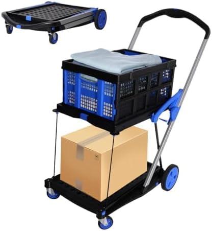 Multi-Functional Collapsible Carts - 2-Tier Foldable Trolley with ...