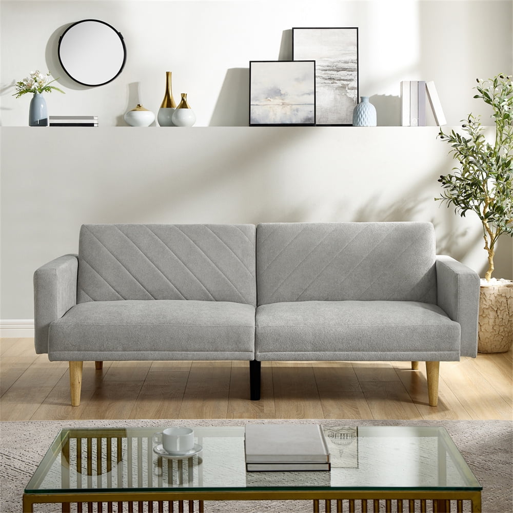 Multi-Functional Fabric Sofa Bed, 77.5” Convertible Sleeper Sofa Couch ...