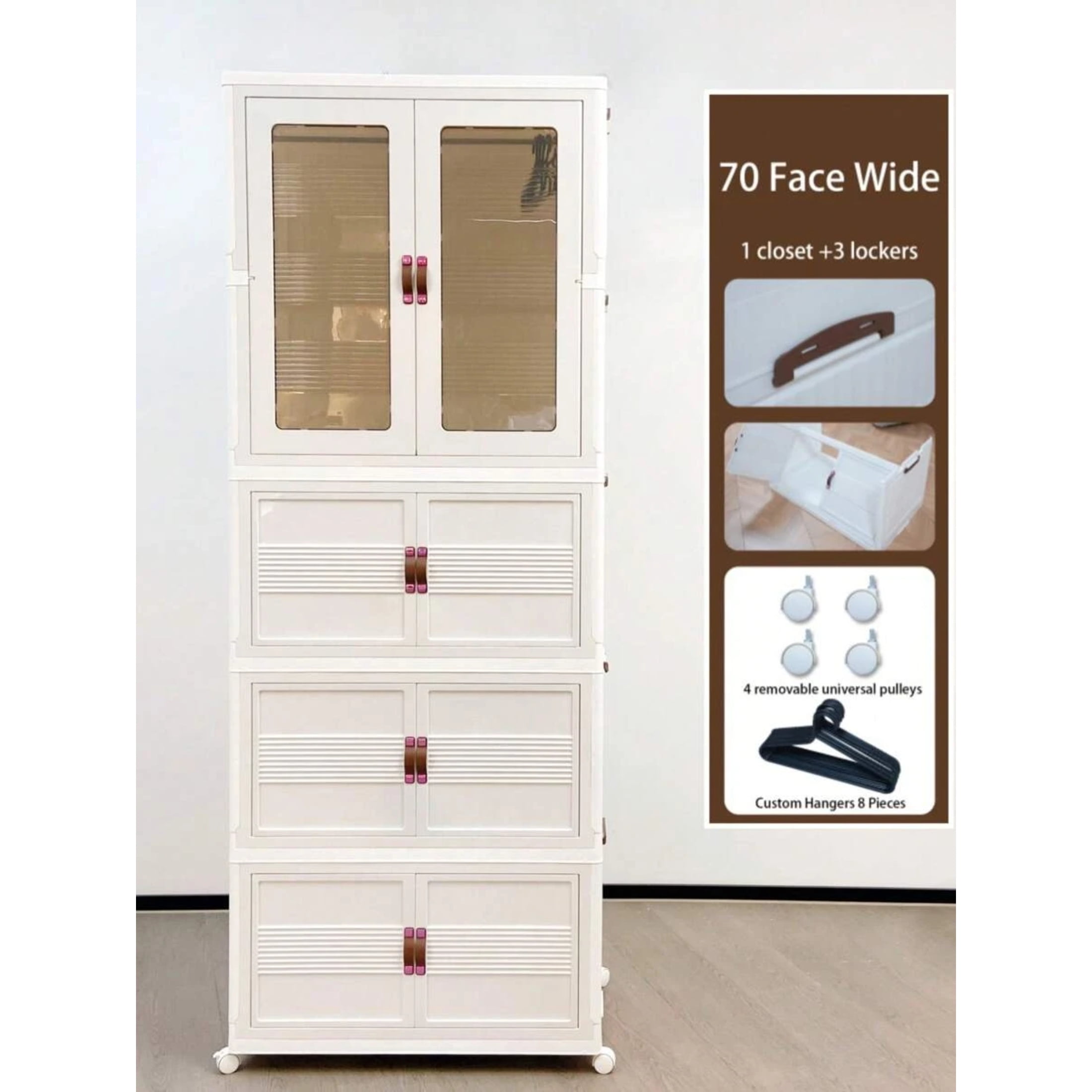 Multi-Functional Folding Lockers With Wheels – White Plastic Wardrobe ...
