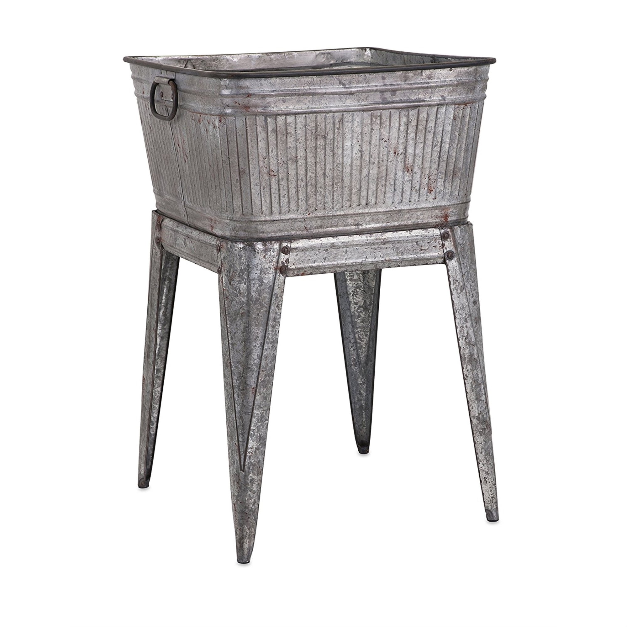 Big Outdoor Round Garden Tub - Multi Functional Galvanized Metal Stand ...
