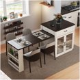 Multi-Functional Kitchen Island with Extendable Dining Table, Glass ...