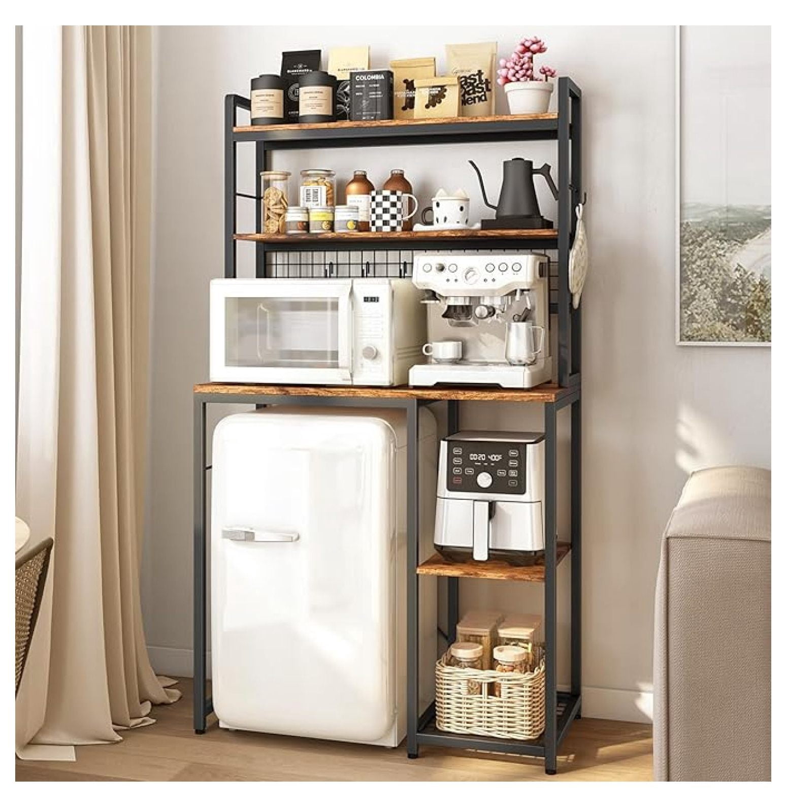 Multi-Functional Mini Fridge Stand, Mini Fridge and Microwave Storage ...