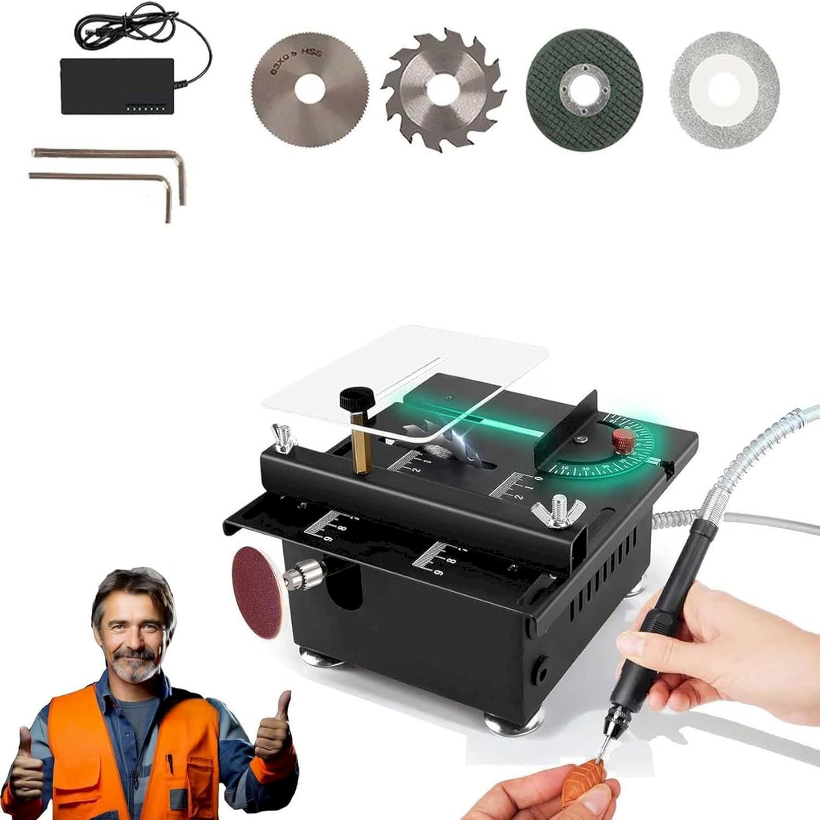 Multi-Functional Mini Portable Table Saw, Adjustable Small Precision ...