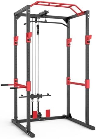 Multi-Functional Power Cage Power Rack with LAT Pulldown Adjustable ...