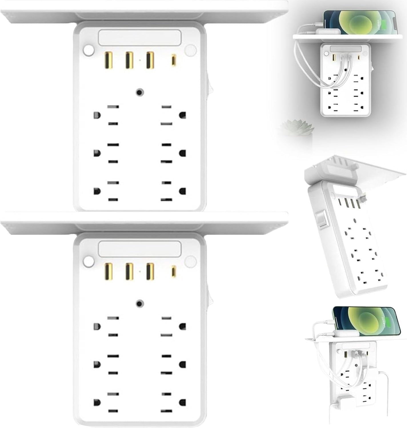Multi-Functional Power Strip with Panel, Outlet Extender Wall Mount ...