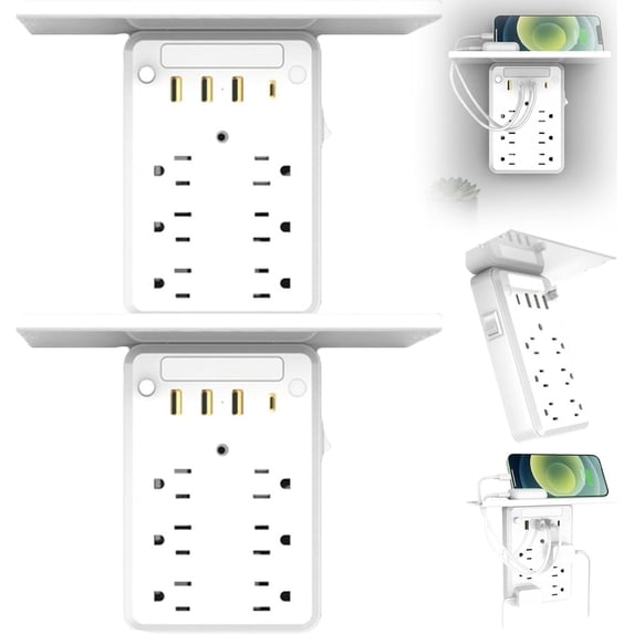 Multi-Functional Power Strip with Panel, Outlet Extender Wall Mount ...