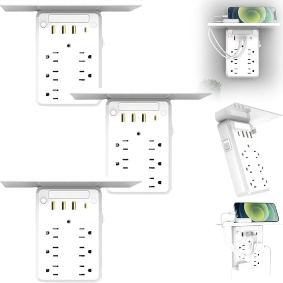 Multi-Functional Power Strip with Panel, Outlet Extender Wall Mount ...