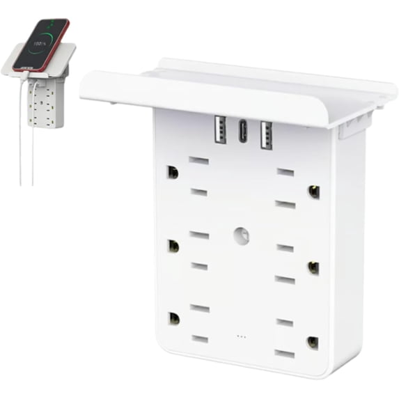 Multi-Functional Power Strip with Panel, Wall Outlet Extender with ...