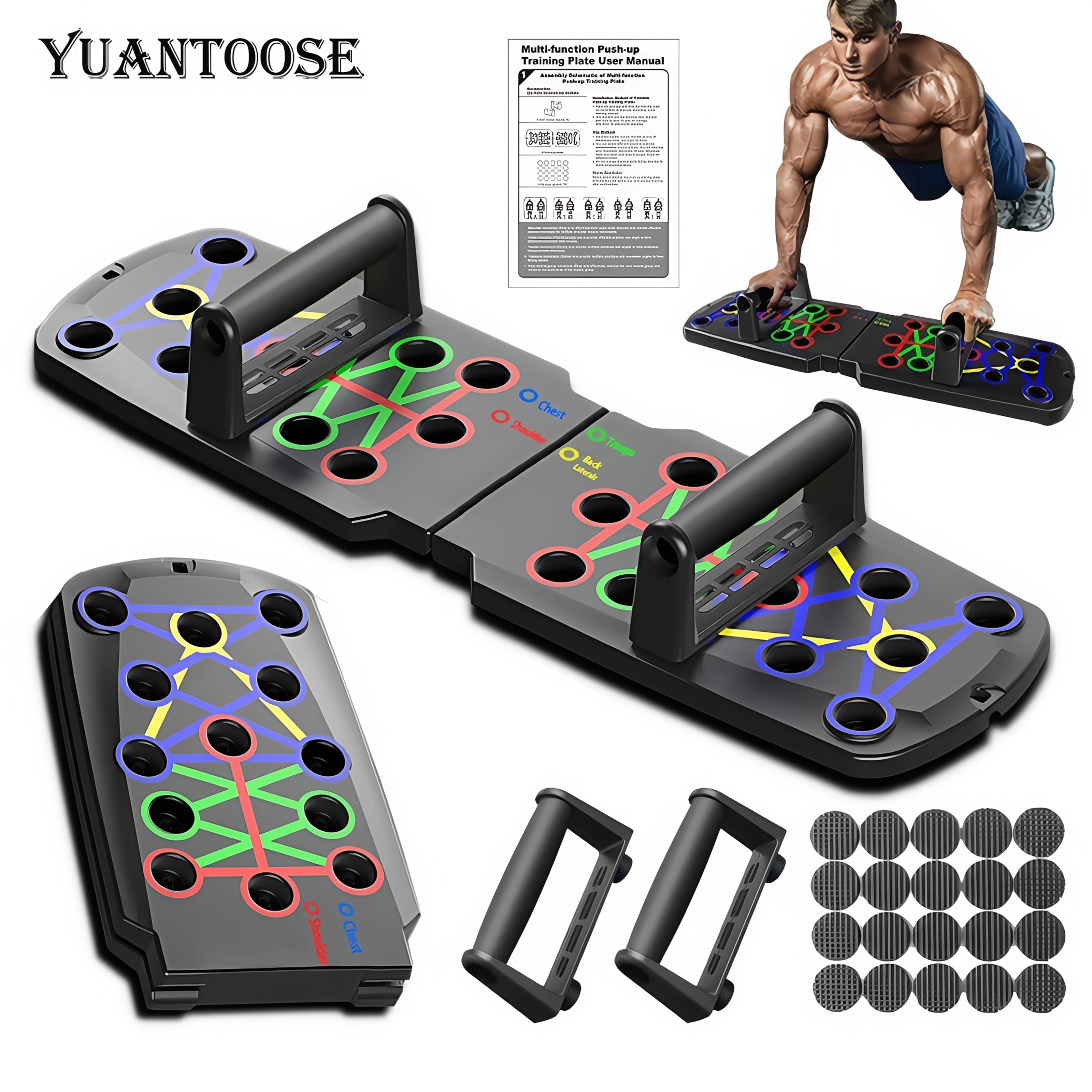 Multi-Functional Push Up Board System with Adjustable Resistance Bands ...