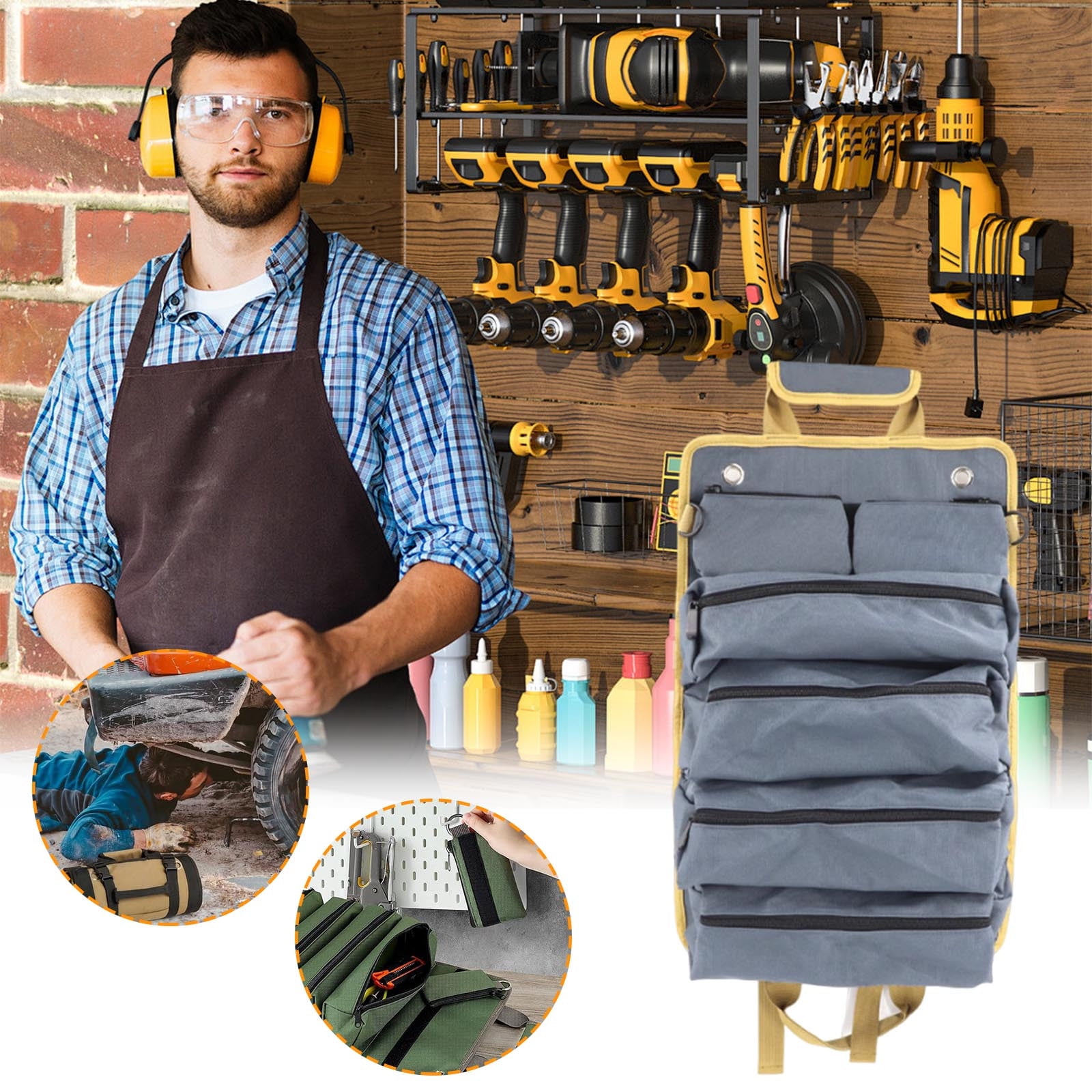 Multi Functional Roll up Tool Bag,Heavt Duty Tool Organizer Portable ...