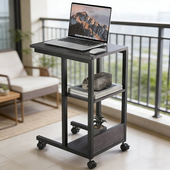 Multi-Functional Side Table with Wheels - C Table with Storage, Side ...