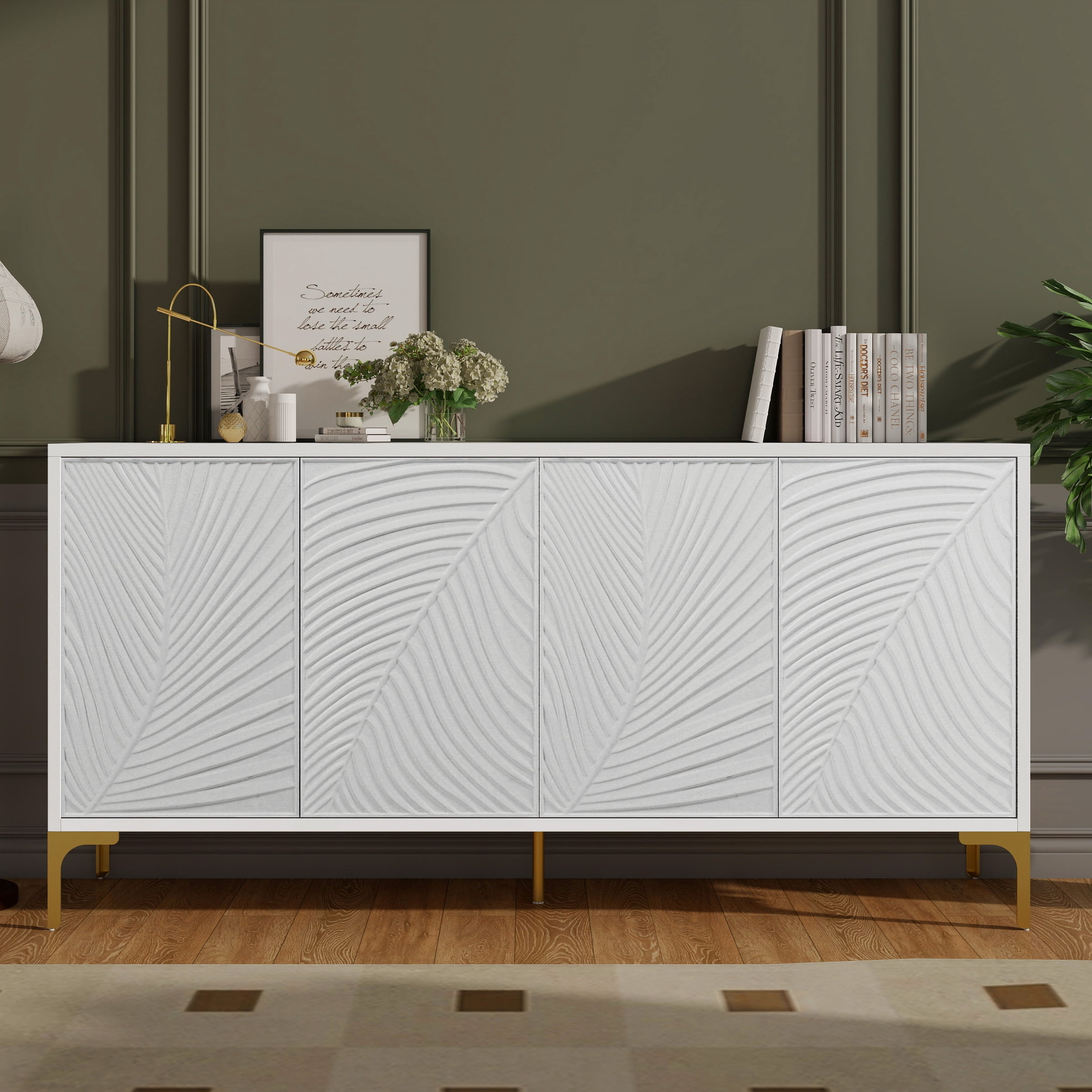 Multi-Functional Storage Cabinet,Four-Door Sideboard with unique ...