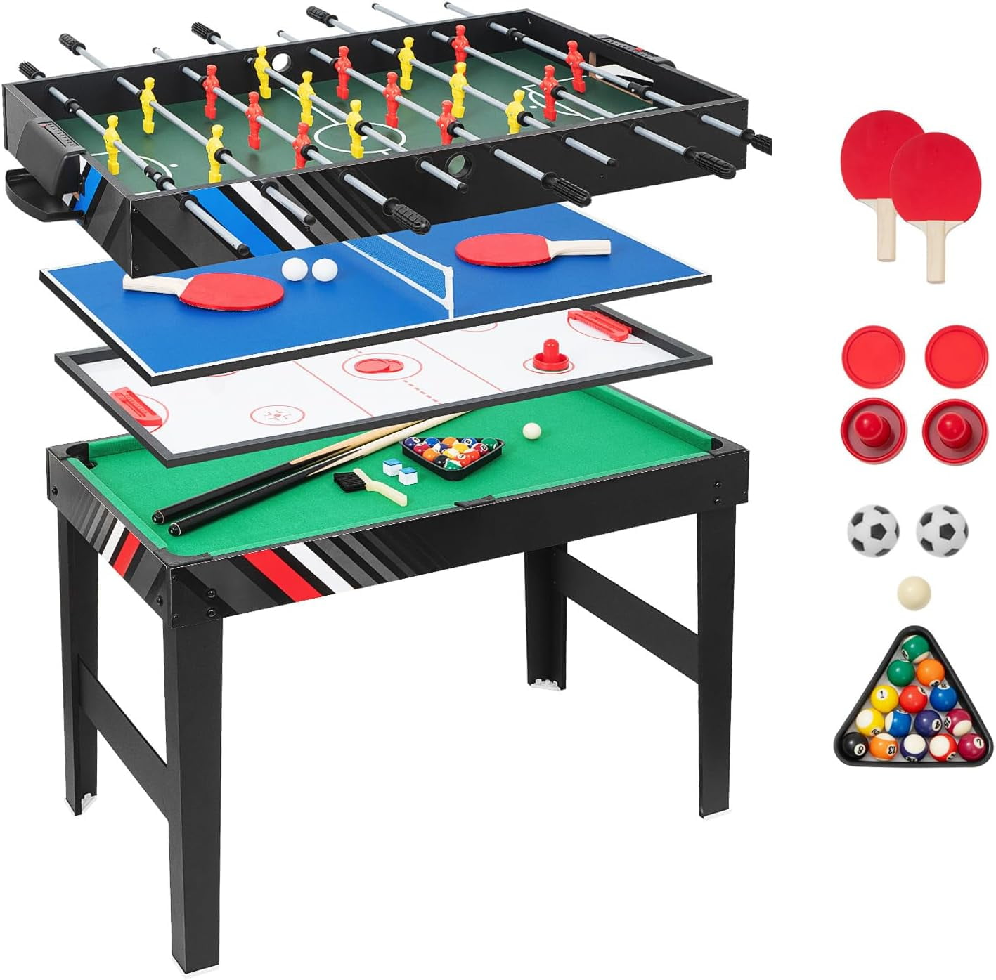 Multi Game Table 4-in-1 Combo Game Table-Foosball Table,Pool Billiards ...