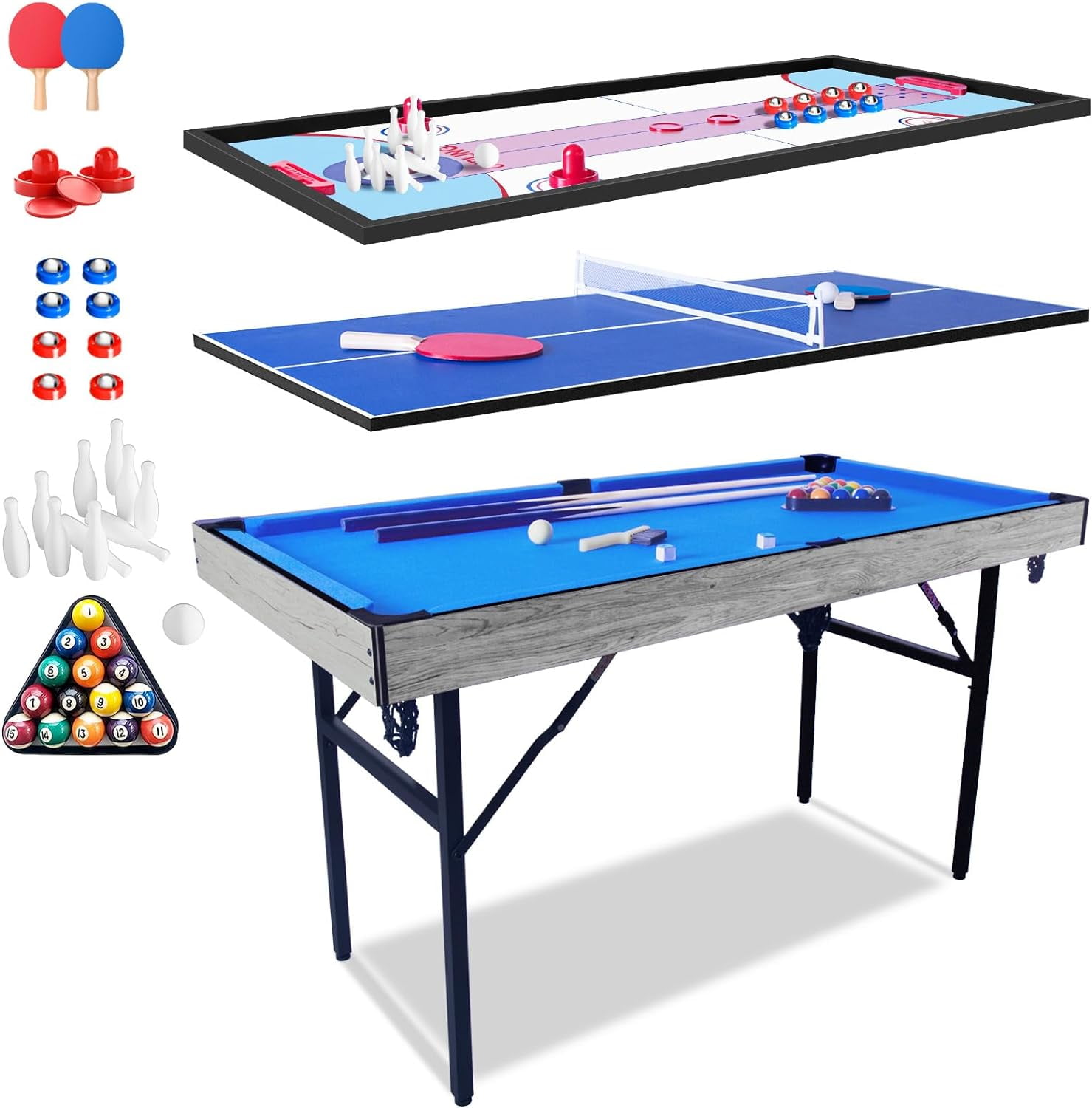 Multi Game Table,5 in 1 Folding Portabel Games with Accessories ...