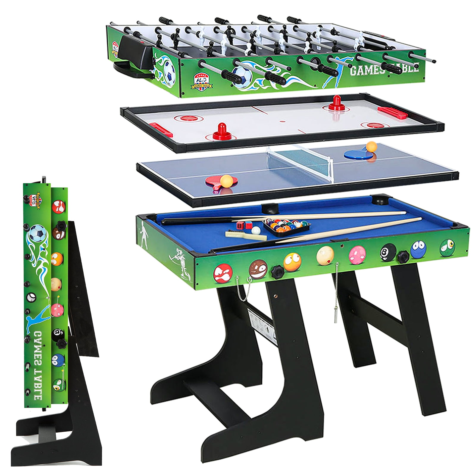 HLC Multi Game Table, 4ft Portable Combo Set, Foosball, Ping Pong, Pool ...