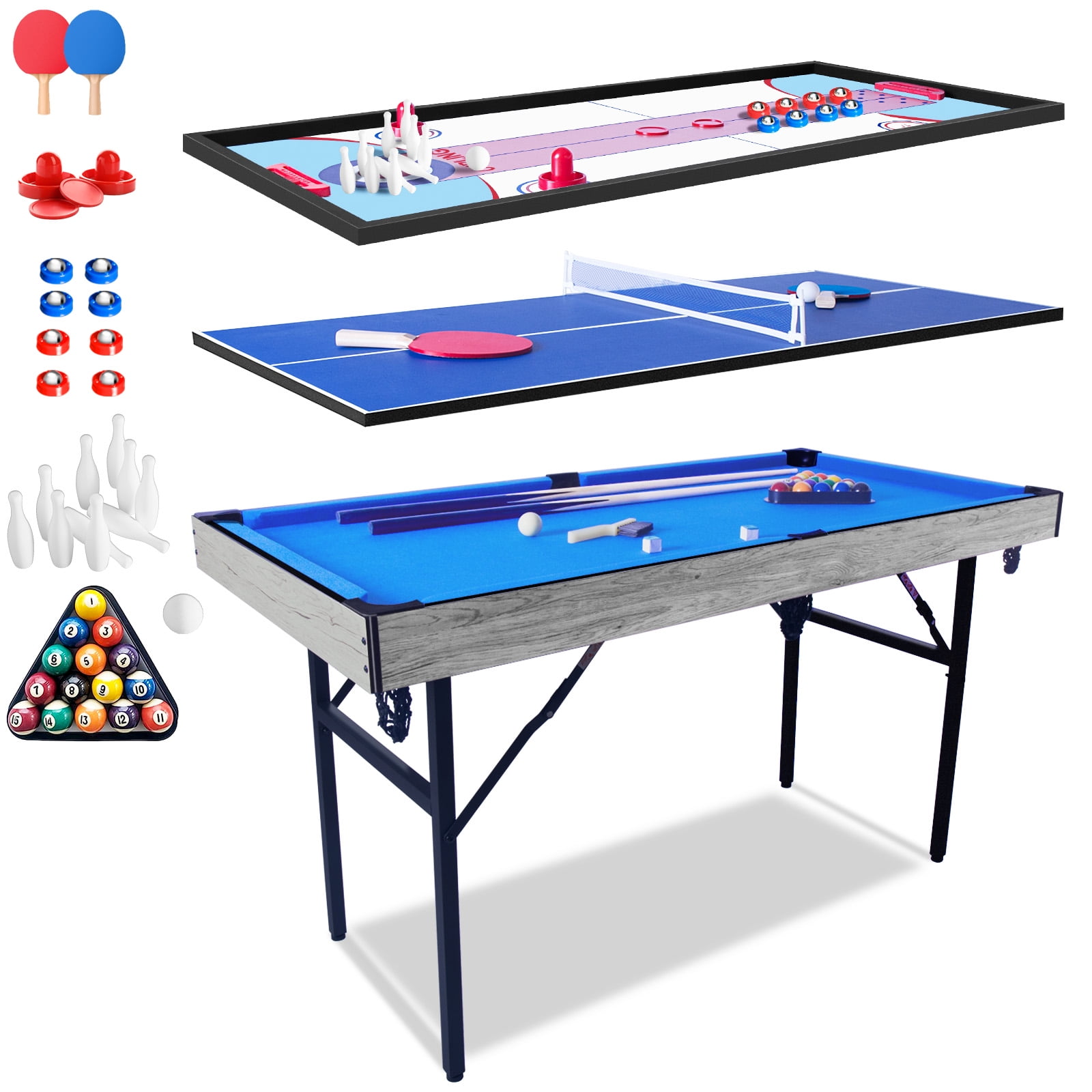 HLC 4-in-1 Multi Game Table Set - Foosball, Ping Pong, Pool, Air Hockey ...