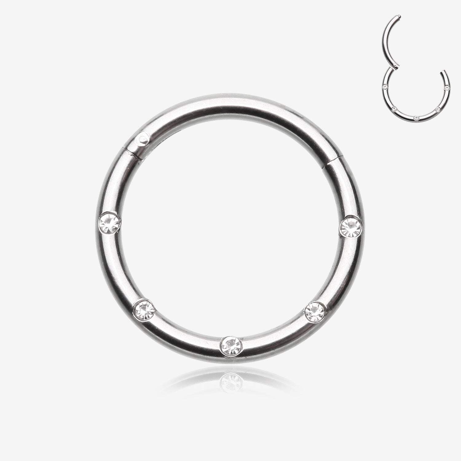 Multi-Gem Seamless Steel Clicker Hoop Ring - Walmart.com