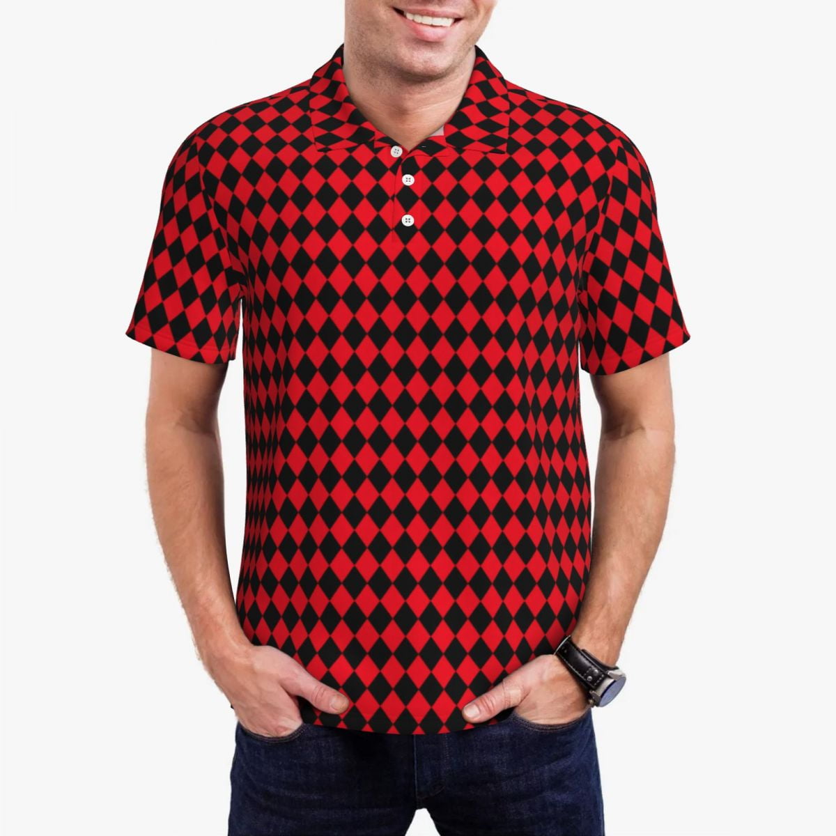 Multi Geometric Print Polo Shirts Man Art Mondrian Style Casual Shirt ...