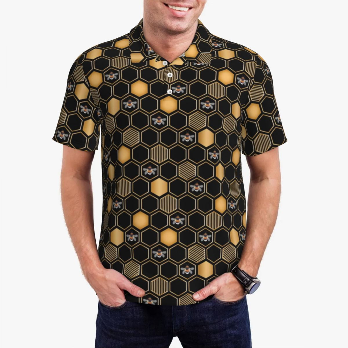 Multi Geometric Print Polo Shirts Man Art Mondrian Style Casual Shirt ...