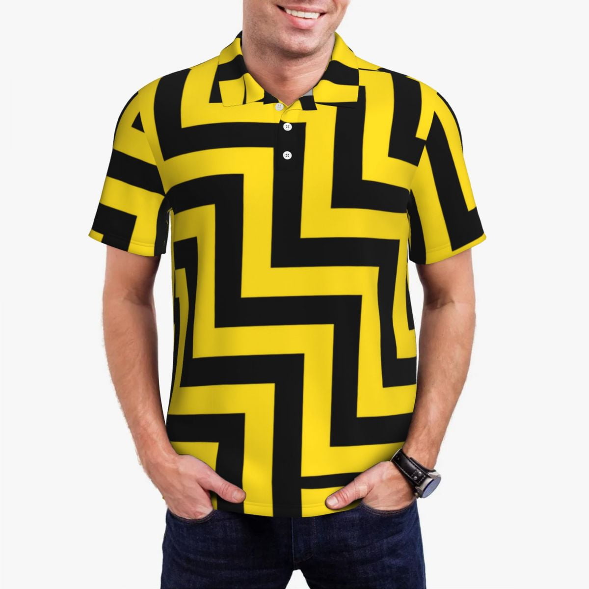 Multi Geometric Print Polo Shirts Man Art Mondrian Style Casual Shirt ...