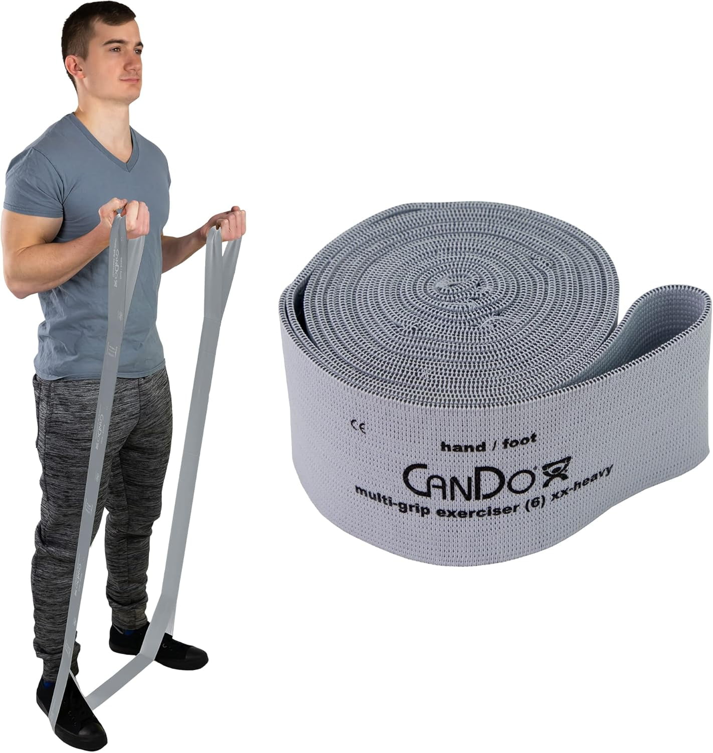 Multi-Grip 6 Foot Exercise Resistance Band with Hand/Foot Loops for Total Body Workouts ...