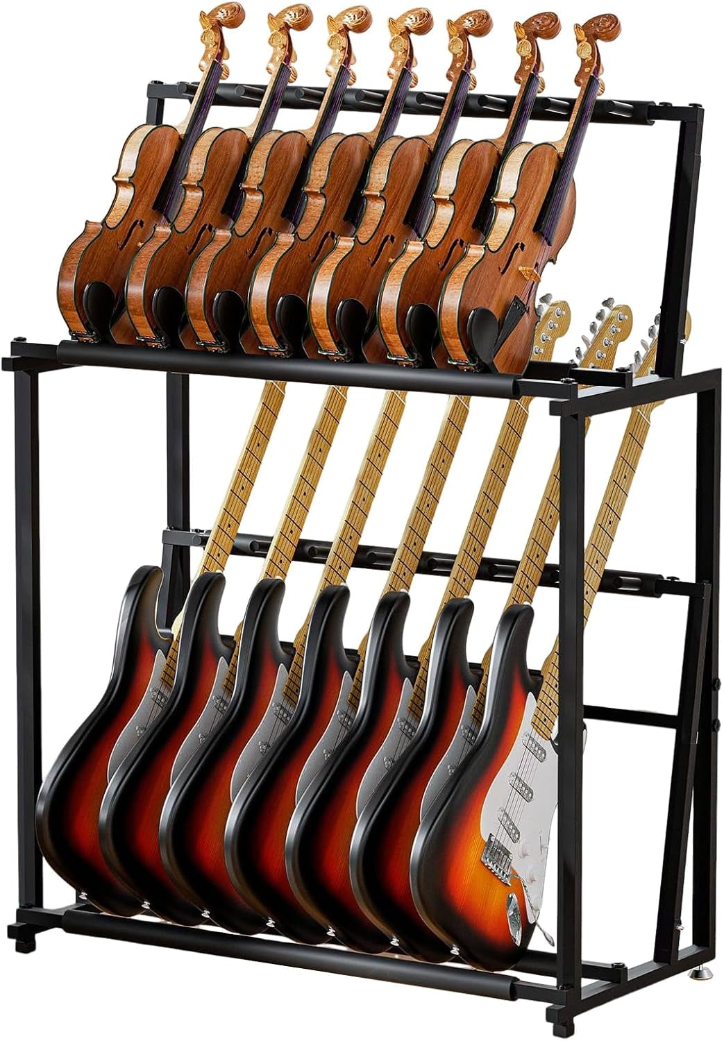 Multi Guitar Stand, Folding 14 Standing Floor Multiple Guitars Display ...