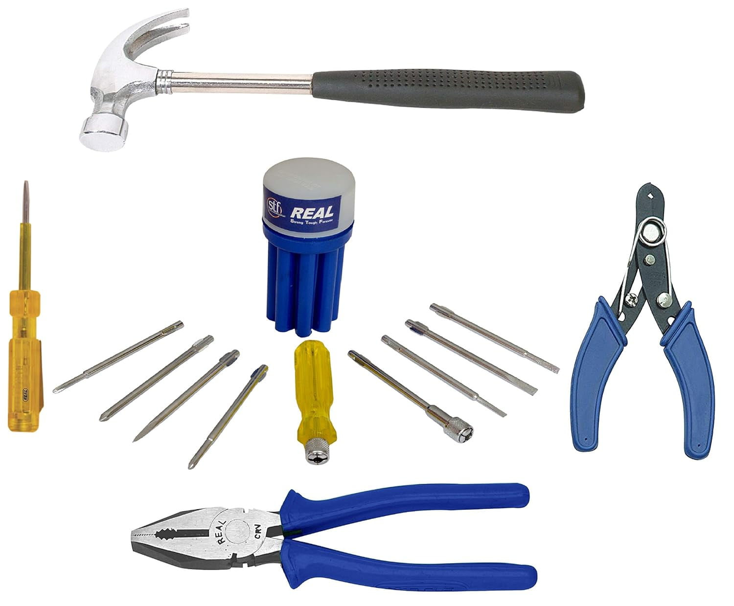 Multi Hand Tool Kit 12 Pc - Combination Side Cutting Plier 8", Claw ...
