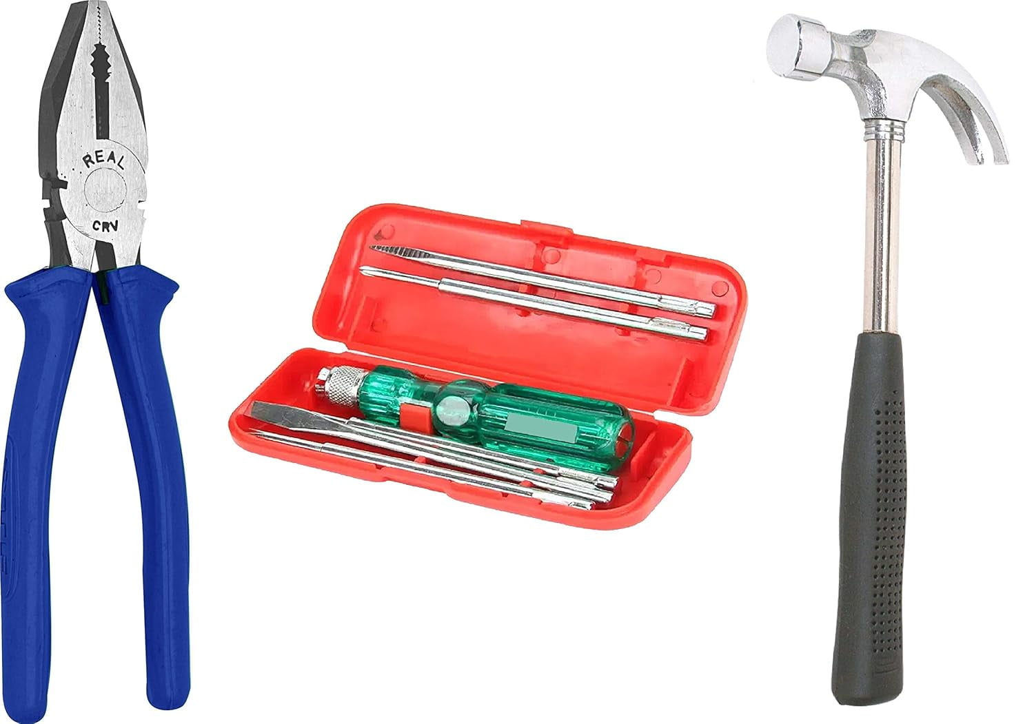 Multi Hand Tool Kit 8 Pc - Combination Cutting Plier 8" | Claw Hammer ...