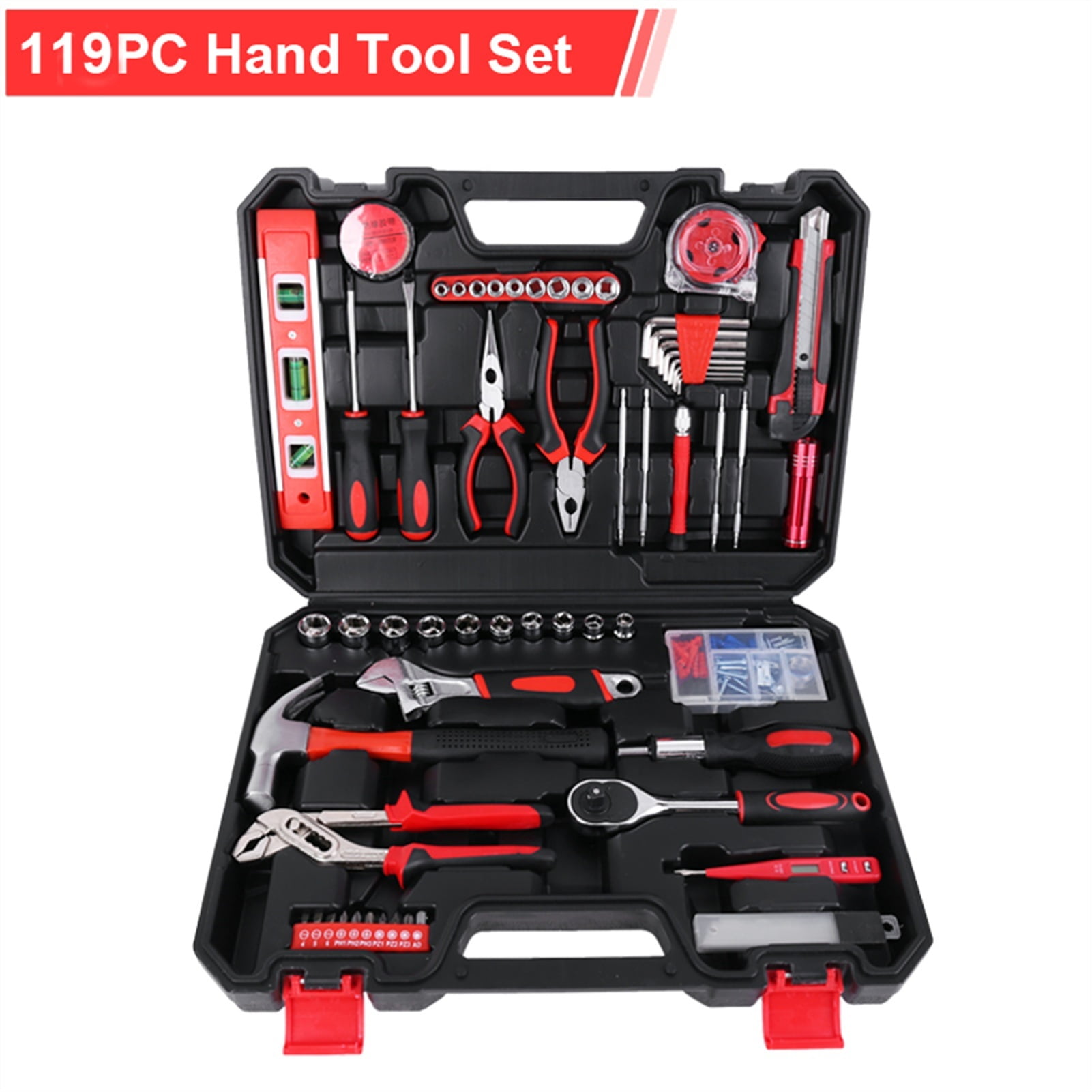 Multi Hand Tools Box Household Repair Set Hand Tool Kit Woodworking ...