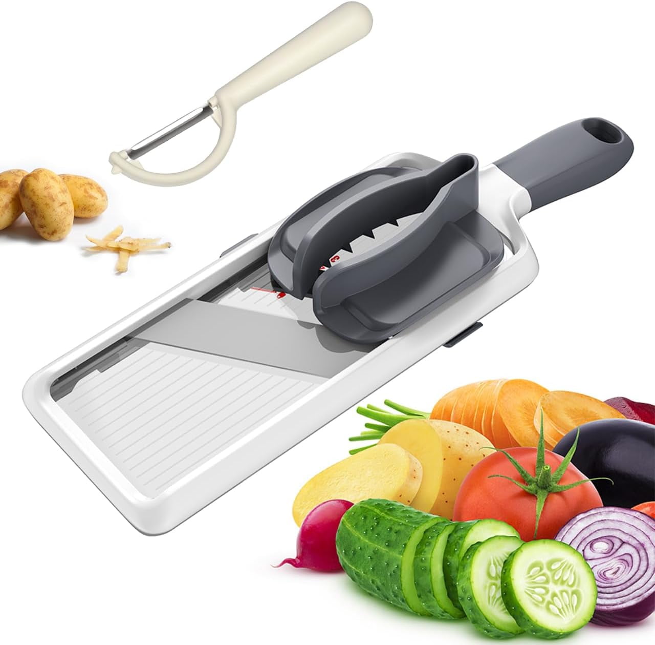 Multi Handheld Mandoline Slicer - Adjustable Stainless Steel Blade ...