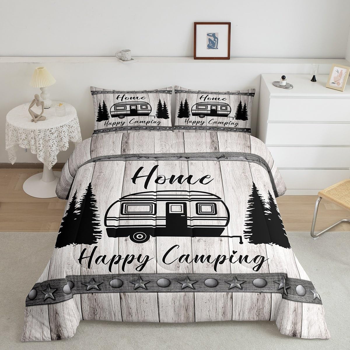 Multi Happy camping Comforter Set Western Wild Animals Watercolor ...