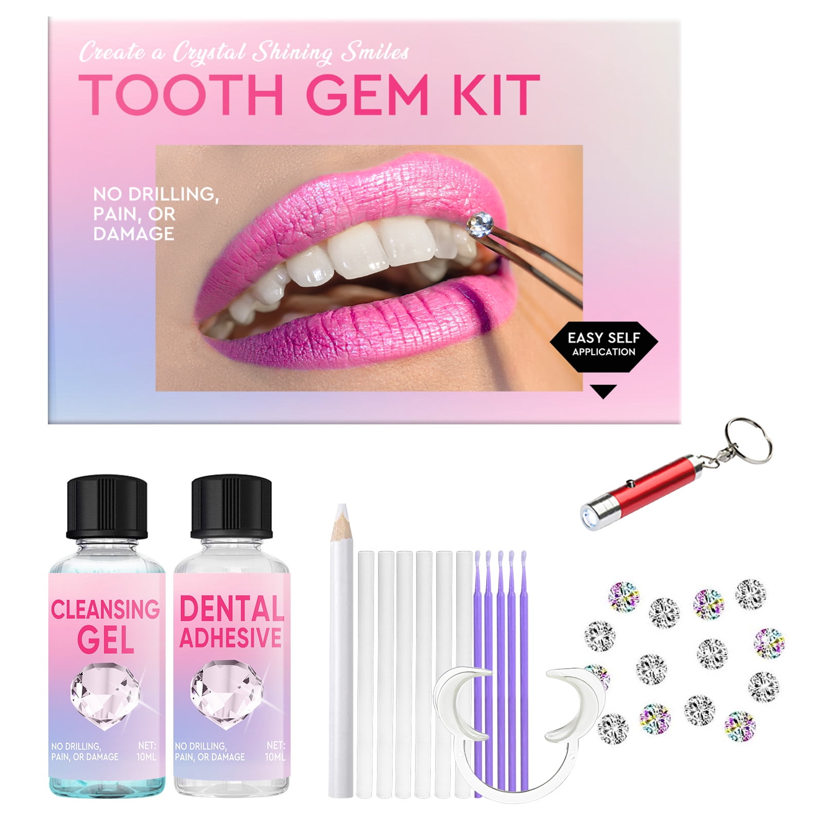 Multi Heart Shaped Teeth Gems Kit，Shining Professional Crystal Kit ...