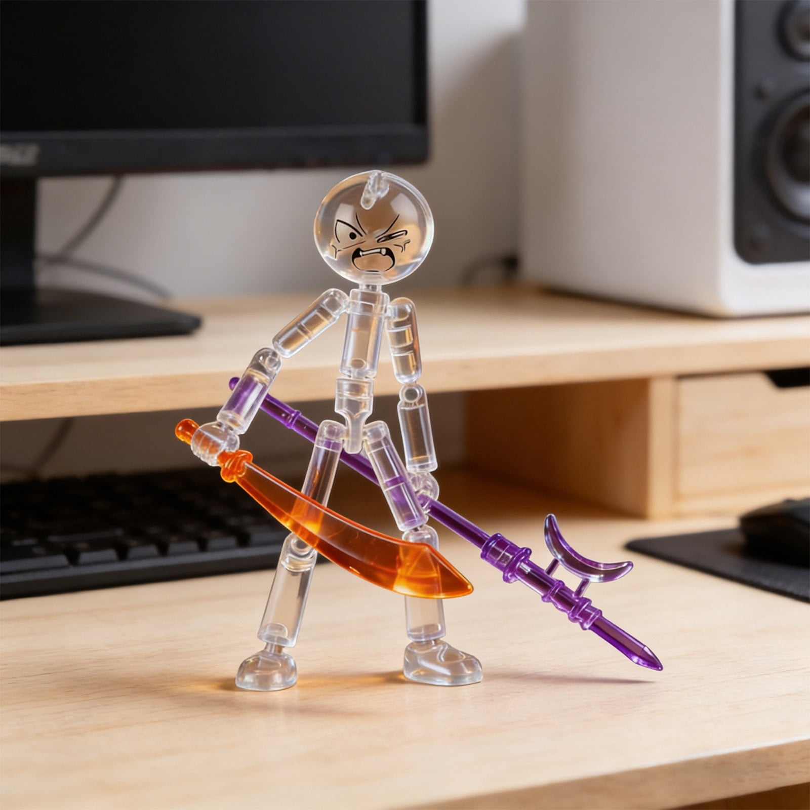 Multi-Jointed Posable Stickman Action Figure, Translucent Stikbot with ...