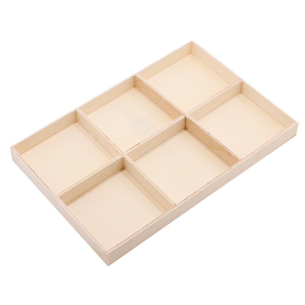 Multi Lattice Wood Grids Wooden Storage Container Tray Jewelry Beige ...