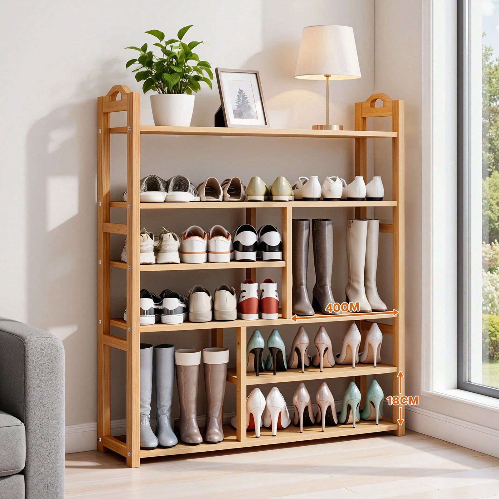Multi-Layer Bamboo Shoe Rack, DIY Book Shelves & Bedroom Furniture, Non ...