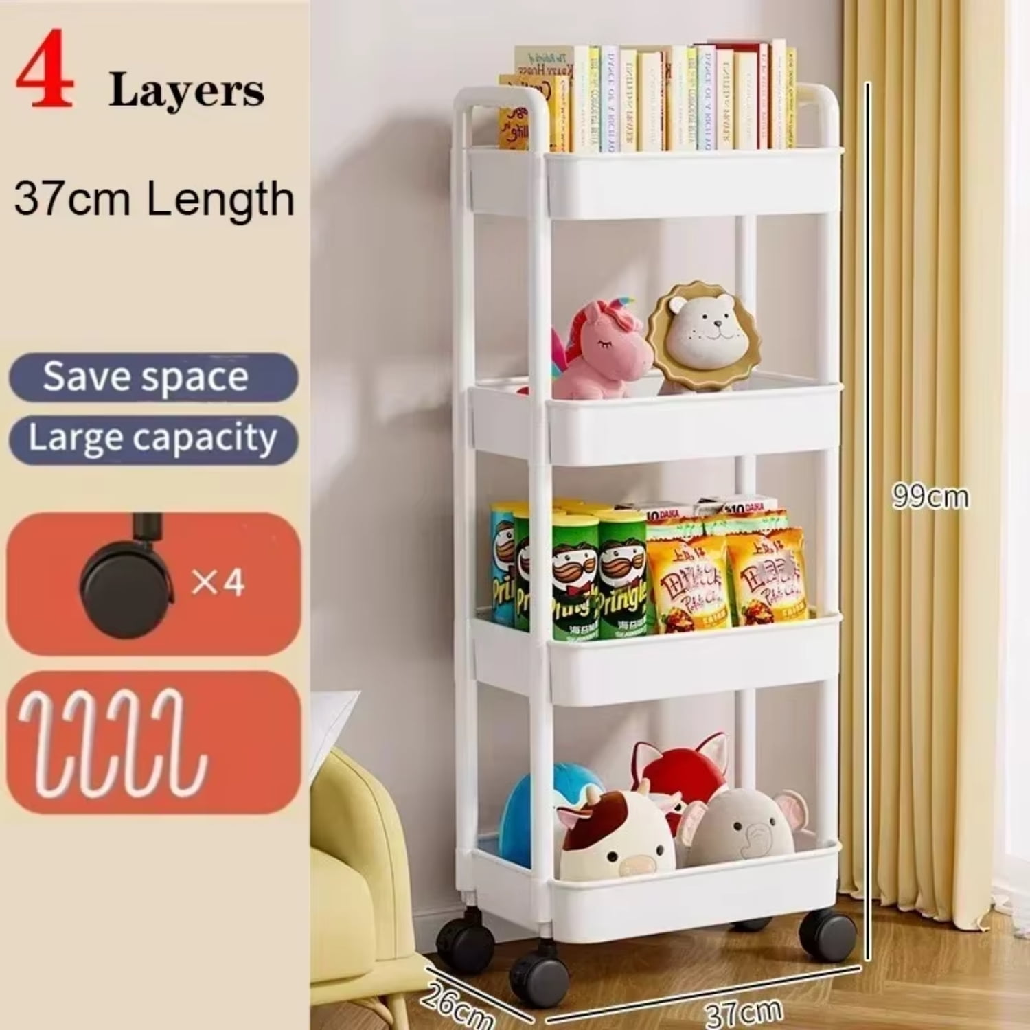 Multi-Layer Household Snacks Rack Mobile Kitchen Organizer Cart With ...