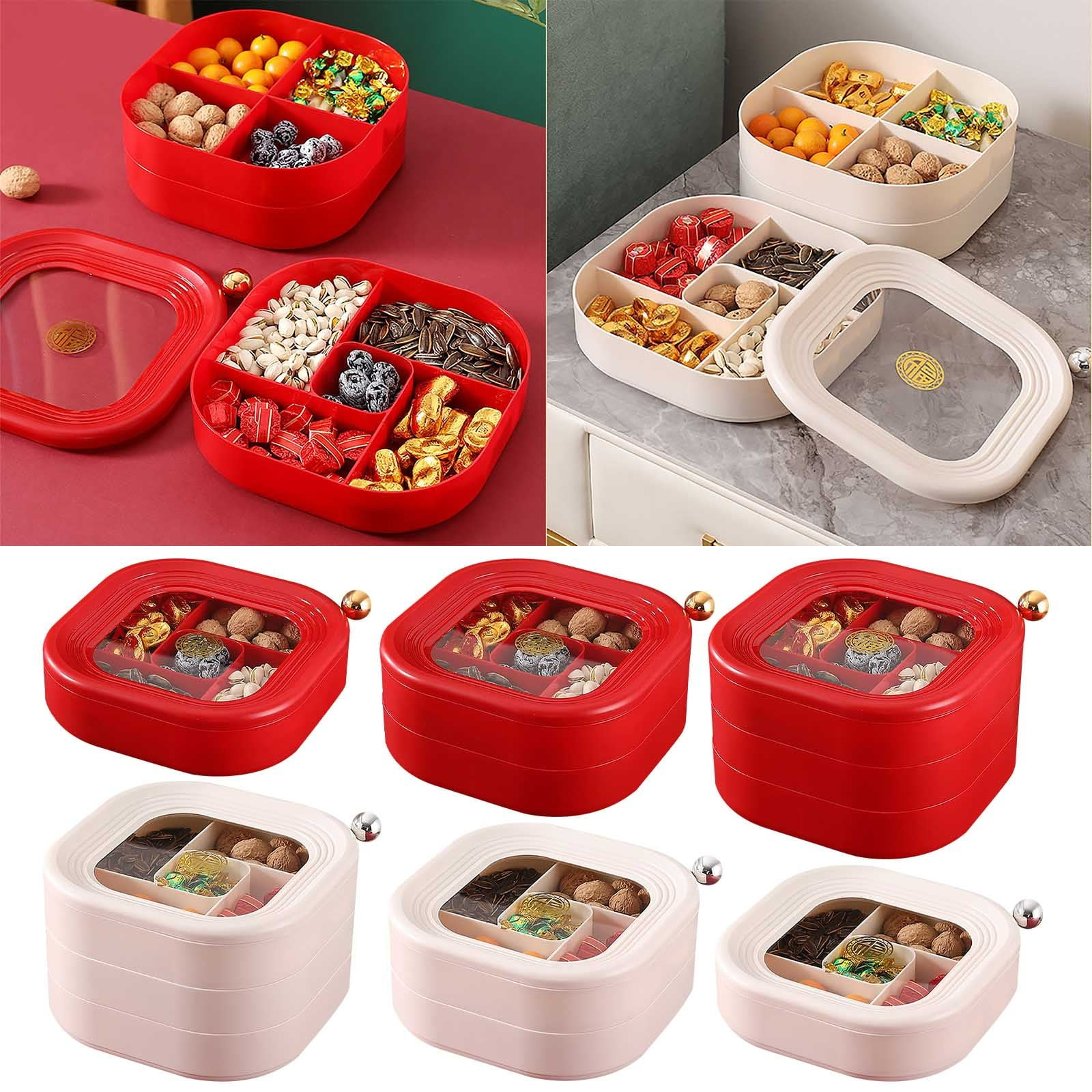 Multi-Layer Plastic Candy Storage Box with 6 Compartments for Snacks ...