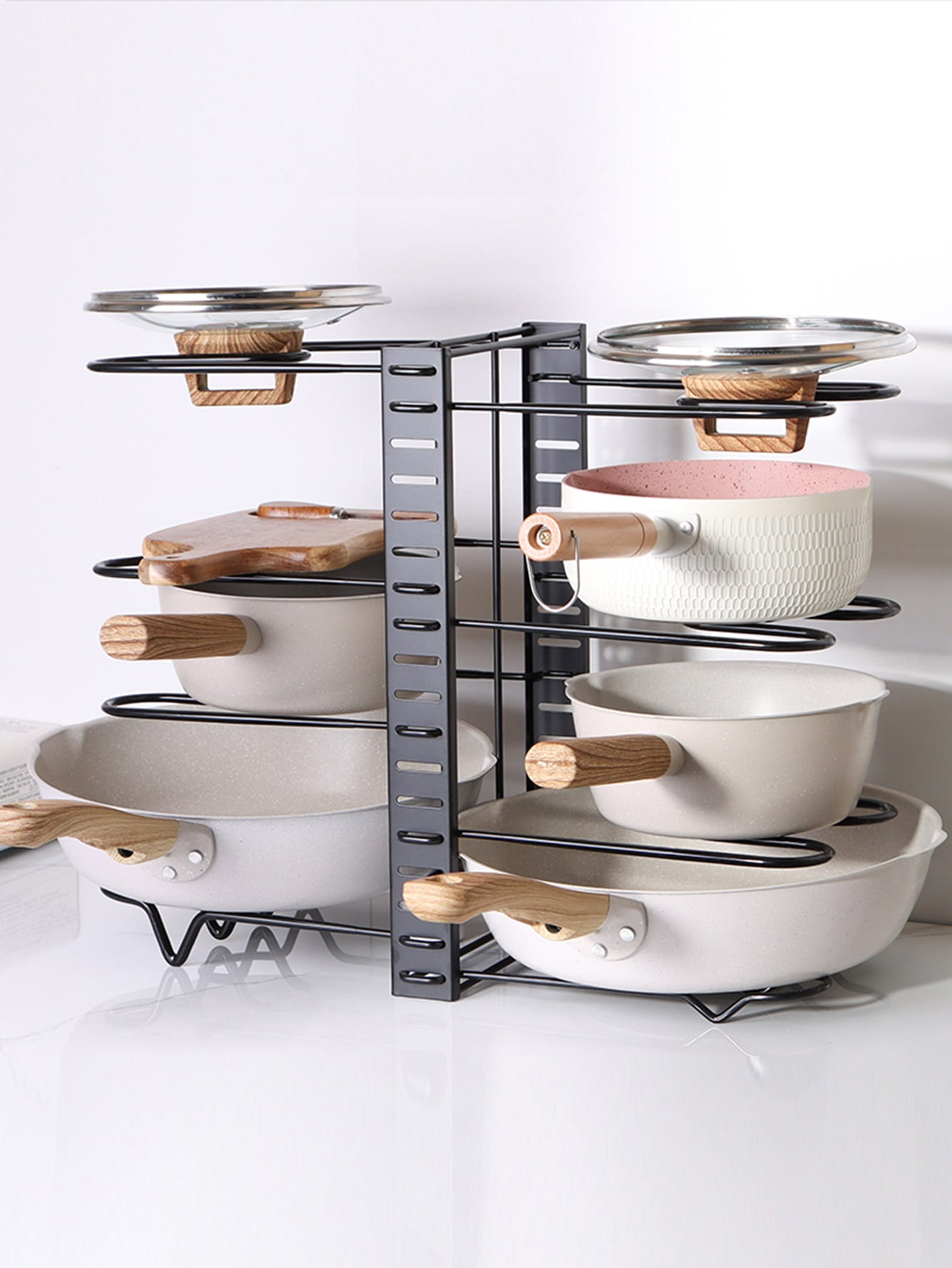 Multi-Layer Pot Lid Holder Rack – Detachable & Foldable Iron Art ...