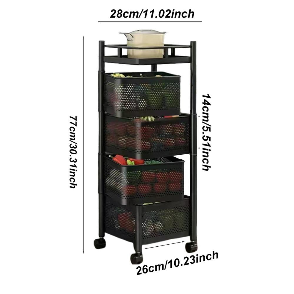 Multi-Layer Rotatable Storage Rack Stainless Steel Kitchen Fruit ...
