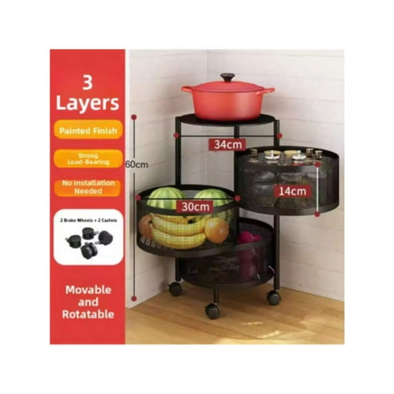 Multi-Layer Rotating Storage Rack with Wheels - Floor Standing ...