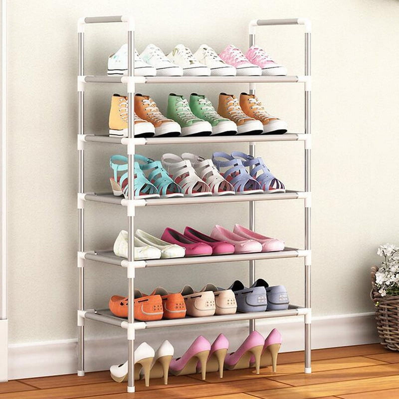 Multi Layer Shoe Rack Plastic Stackable Breathable Strong Compression ...