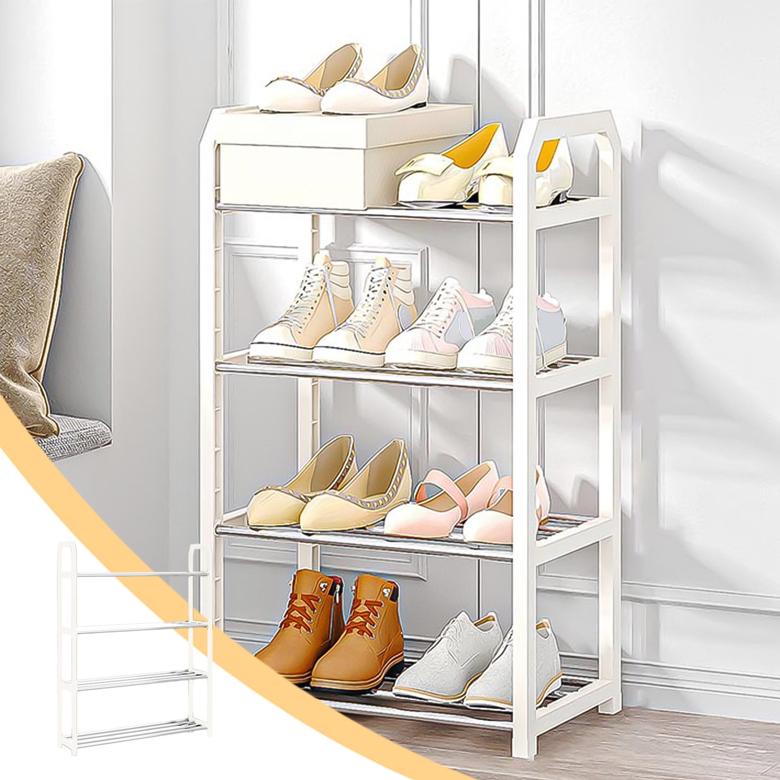 Multi Layer Shoe Rack, Quick Assemble Storage Cabinet with Ventilated ...