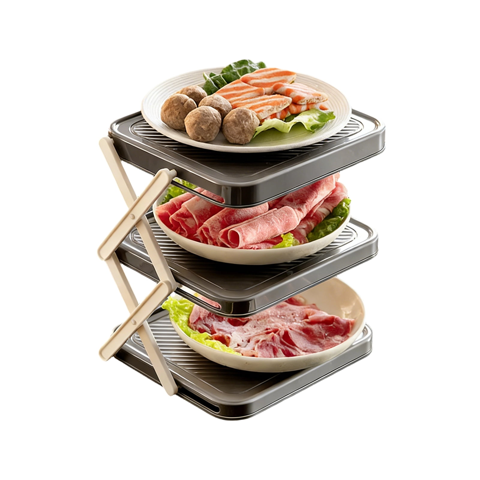 Multi-Layer Side Dish Rack, 3-Tier Foldable Kitchen Prep Rack for ...