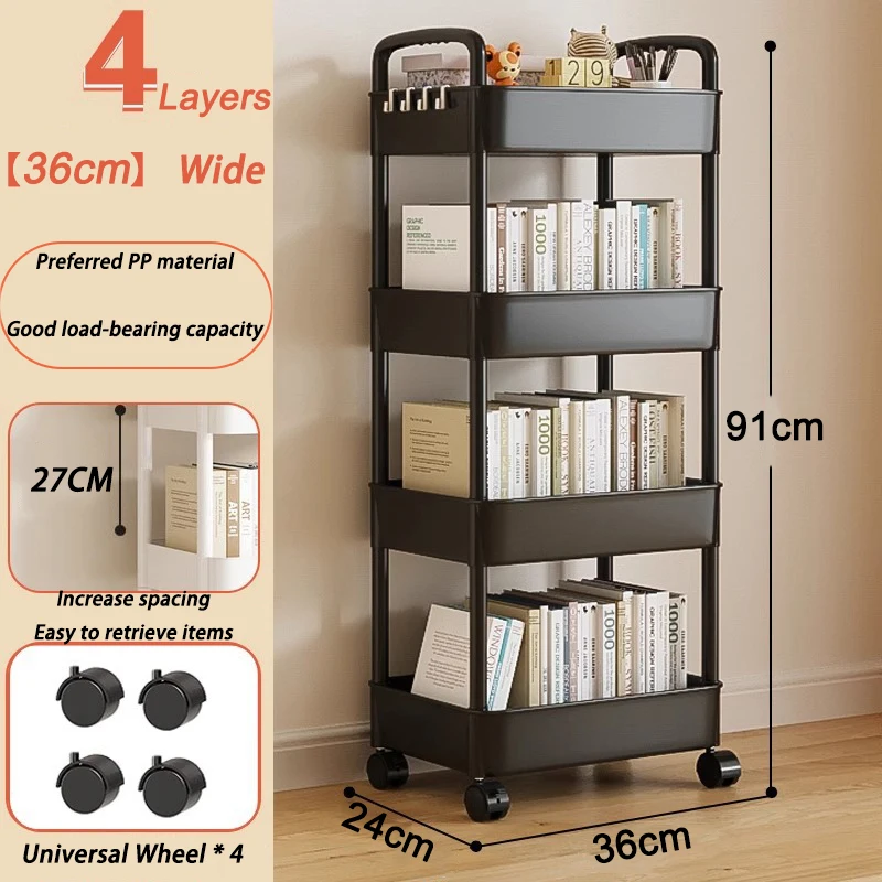 Multi-Layer Storage Rack Mobile Rolling Cart Bathroom Gap Shelves ...