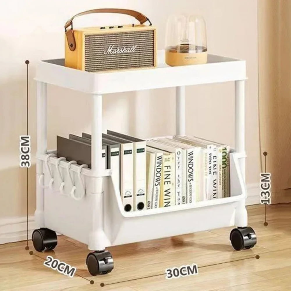 Multi-Layer Trolley Bookshelf Portable Mobile Display Racks Kitchen ...