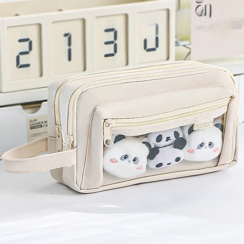 Multi Layered Pencil Case with Transparent Front Pocket Design, Large ...