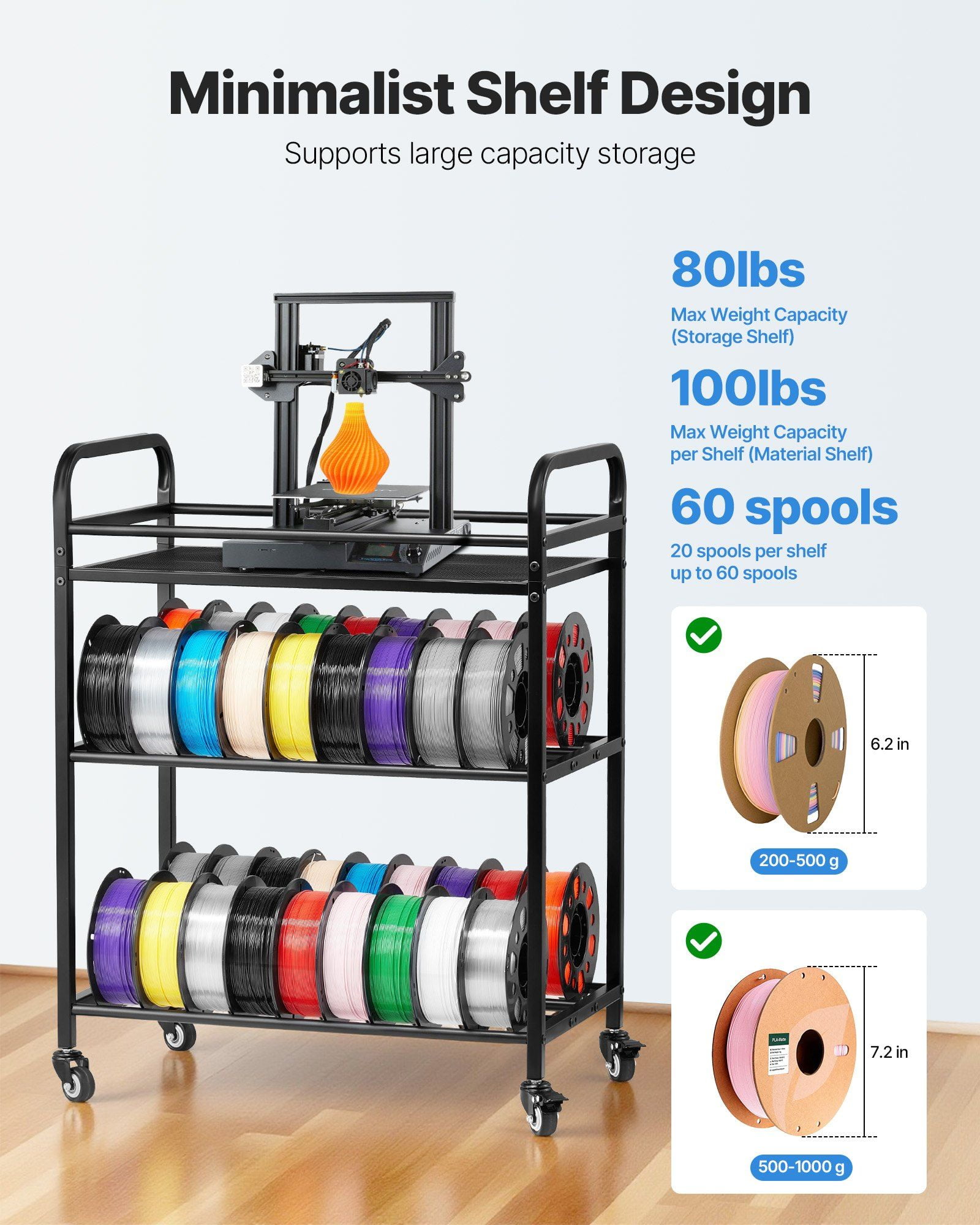 Multi-Level 3D Printer Filament Organizer – Durable 3-Tier Spool Rack ...